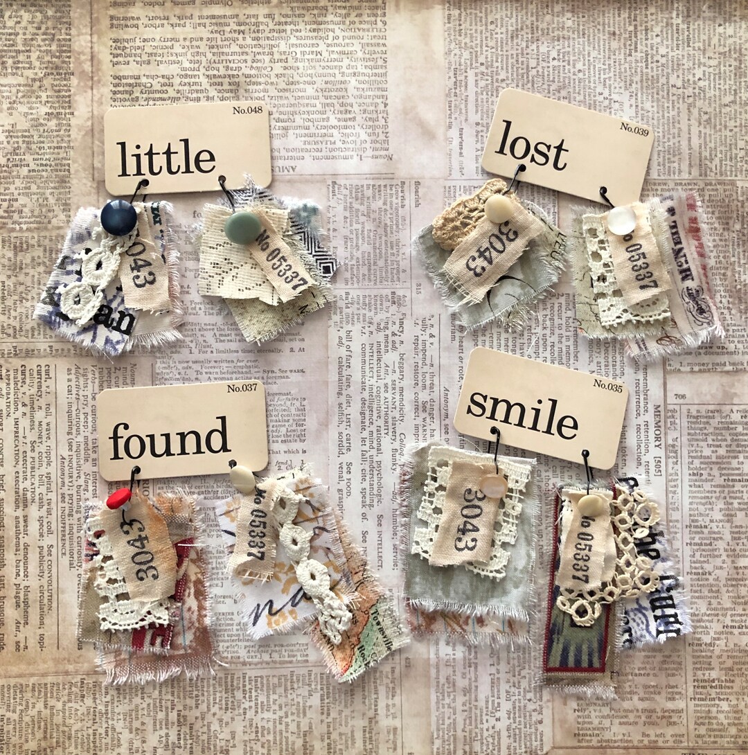 Tim Holtz Fabric Cluster Dangles. Junk Journaling Supplies. Fabric ...