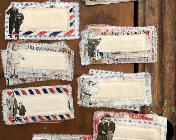 Tim Holtz Fabric Labels. Quilted Canvas Labels. Junk Journal Supplies ...