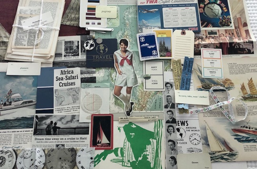 Cruise-themed Travel Ephemera Kit. Junk Journal Supplies.collage ...