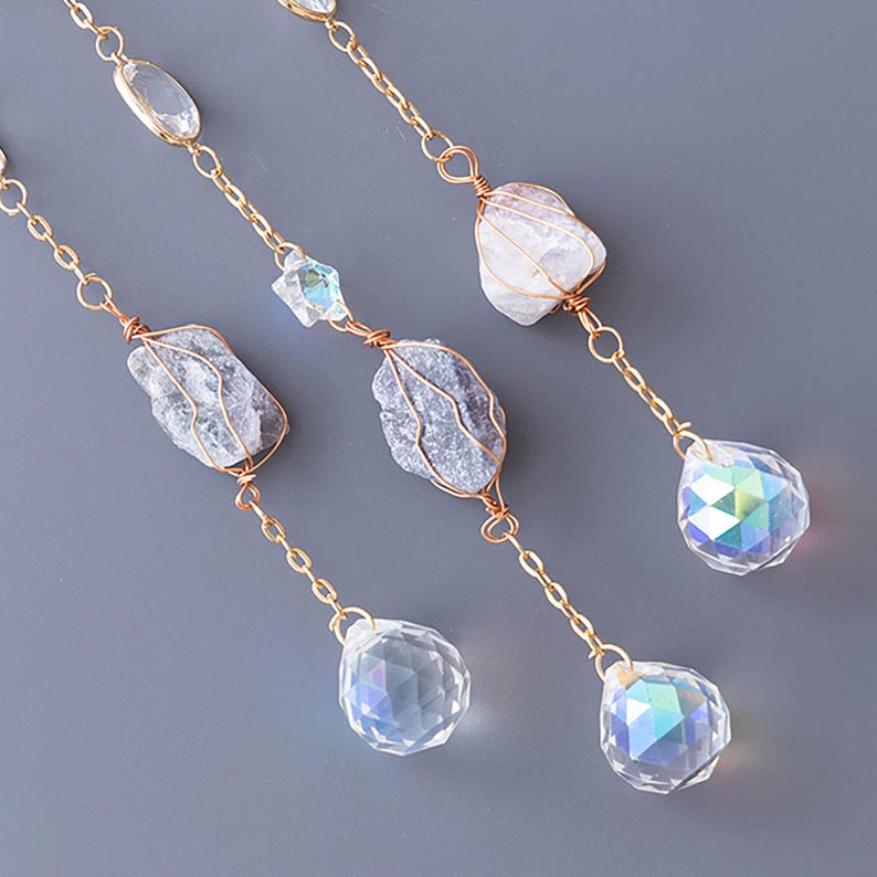 Crystal Suncatcher Moonstone Life Tree , Healing Crystal Window Hanging ...