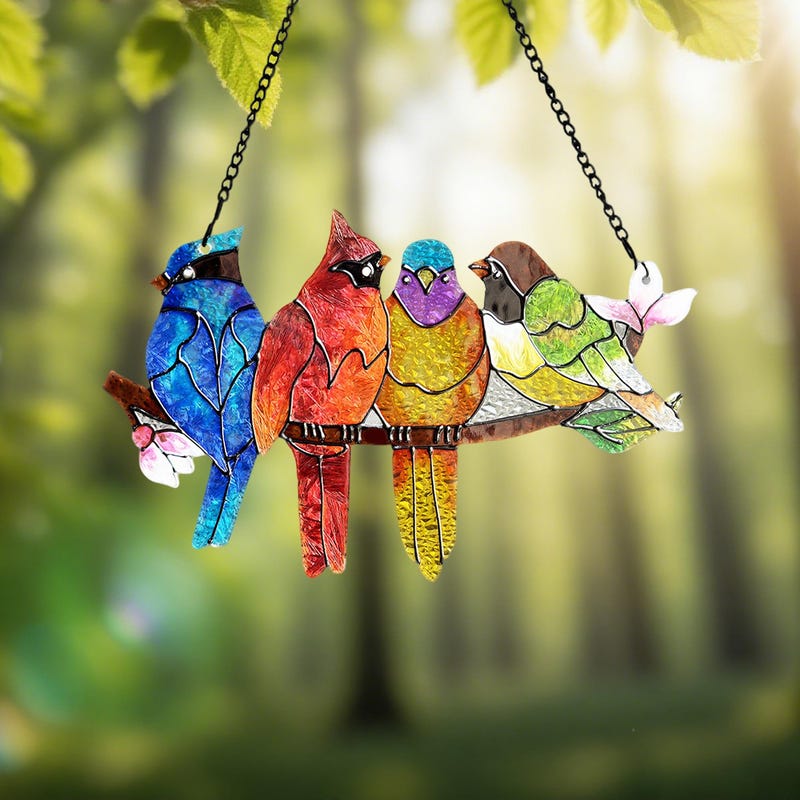 Sea Glass Birds on Branch Decor - Etsy