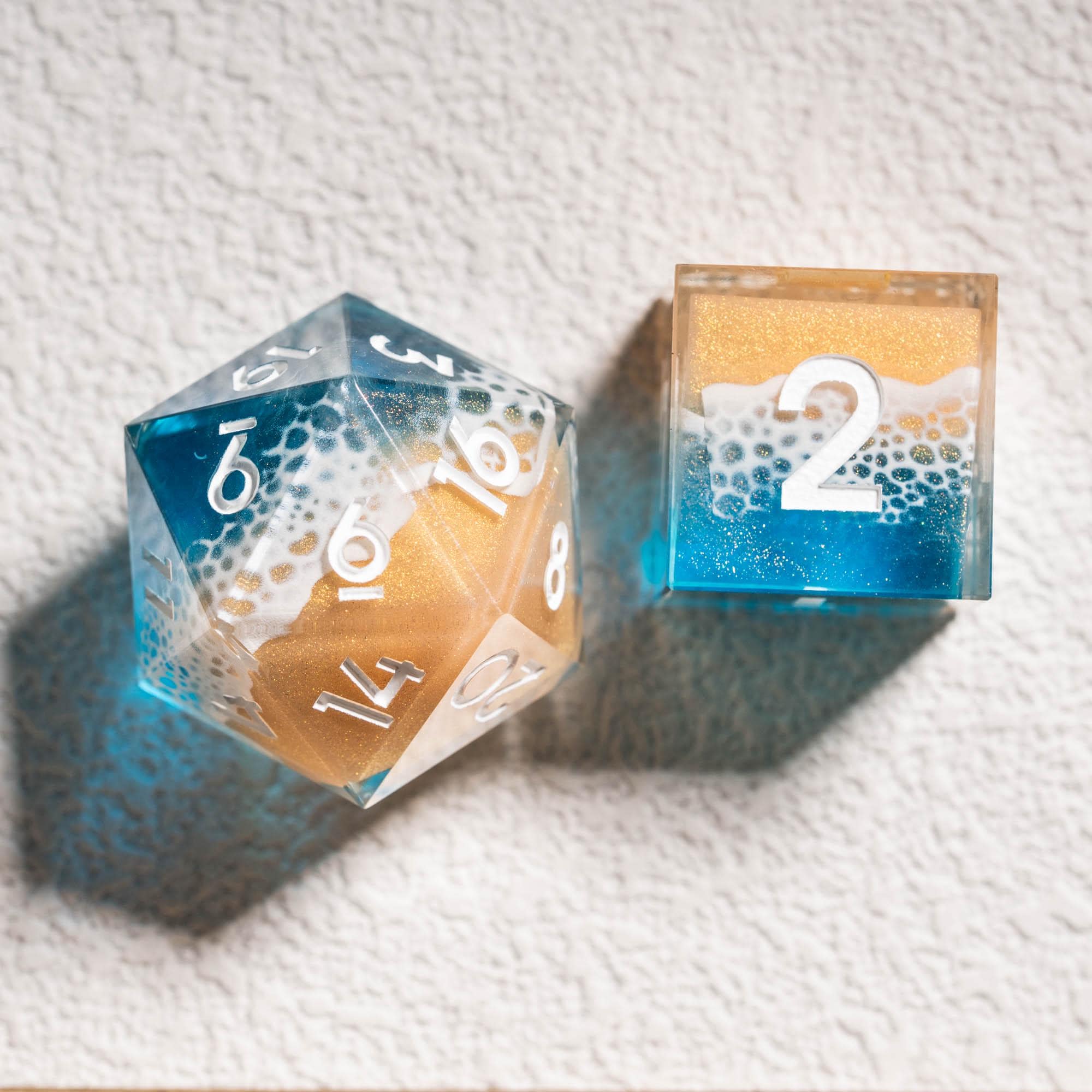 Summer Beach Resin Dice Set: Sharp Edge Polyhedral DND Dice - Etsy