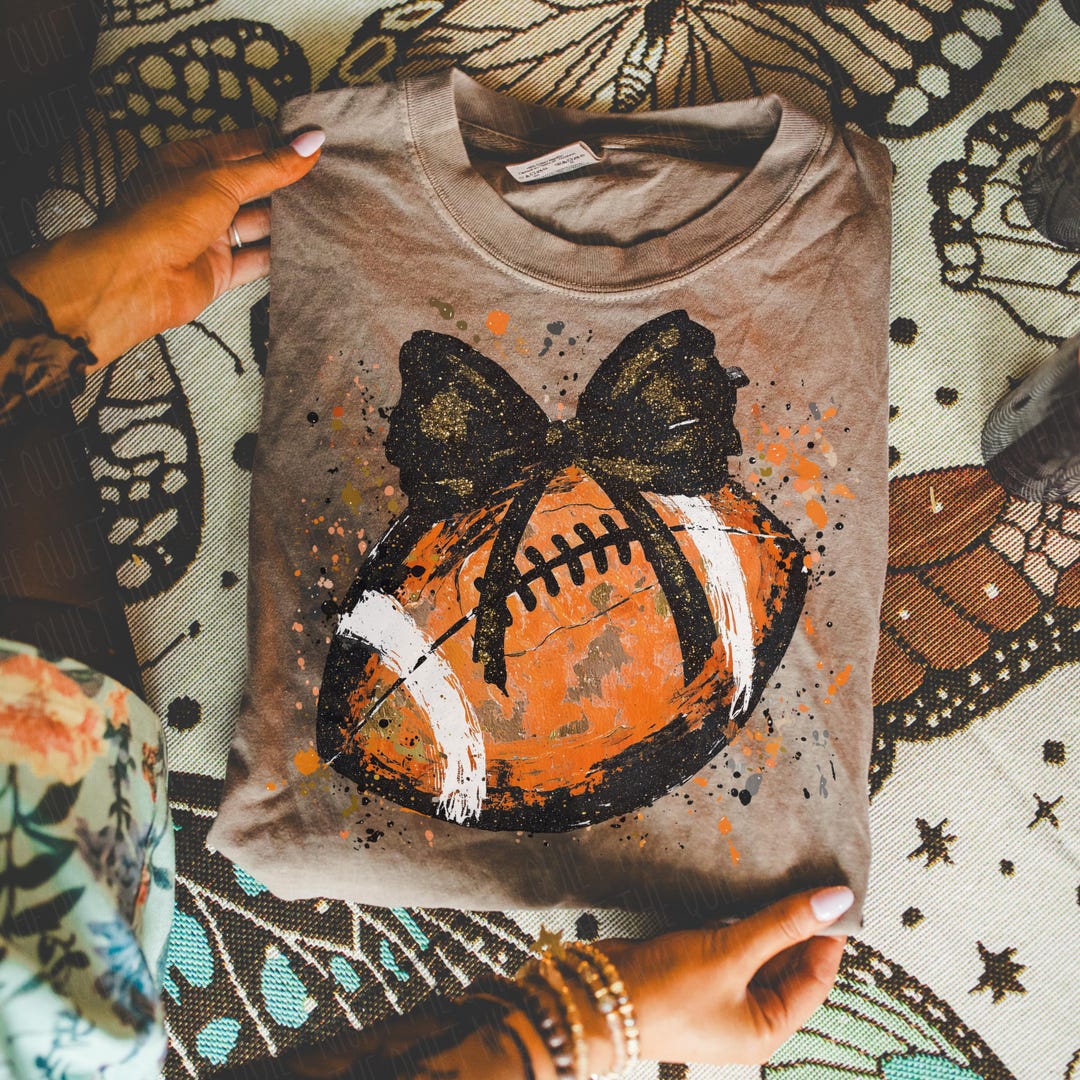 Glitter Brushstroke Football PNG With Bow | Sparkly Football PNG ...