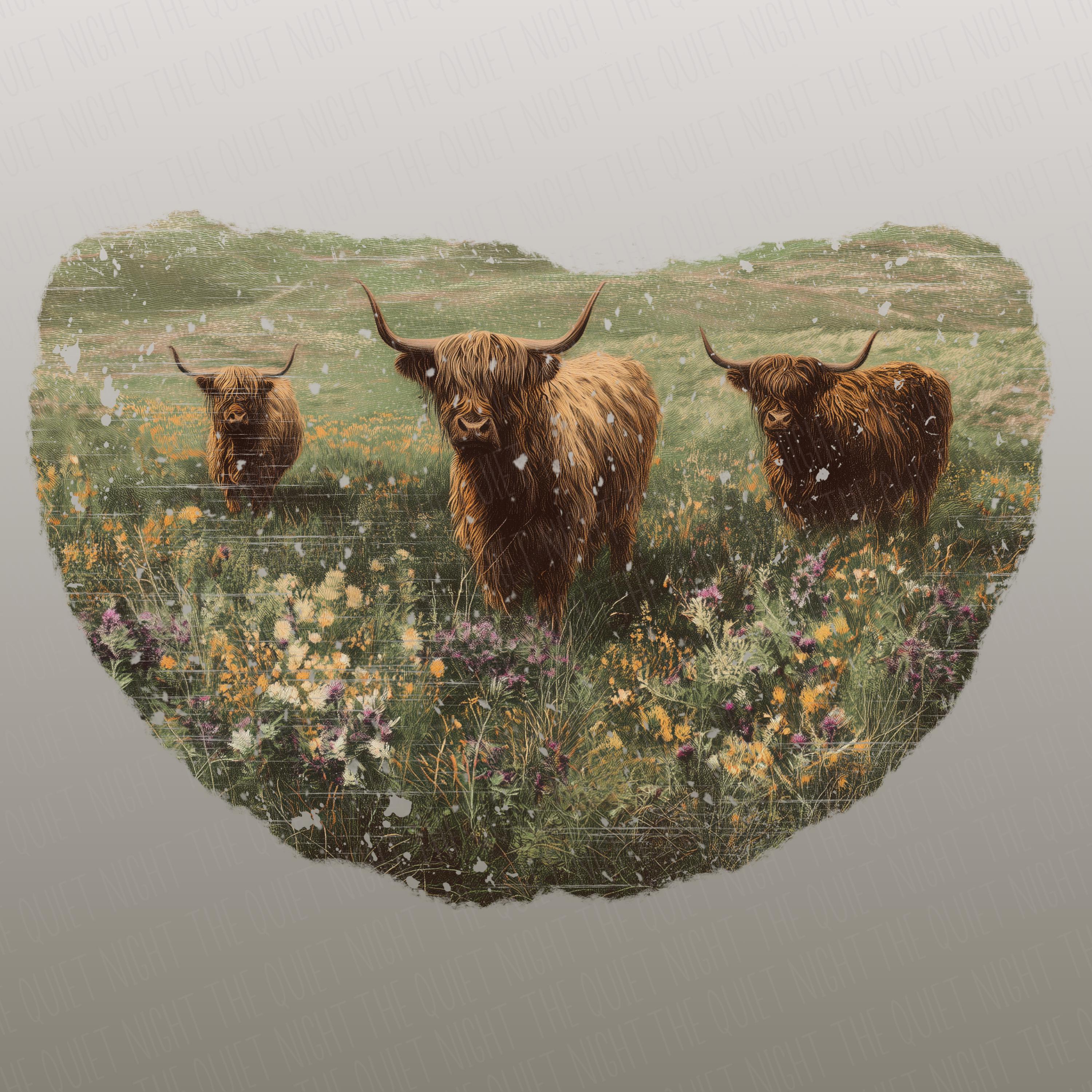 Distressed Highland Cow PNG | Boho Highland Cow PNG | Cottagecore Cow ...
