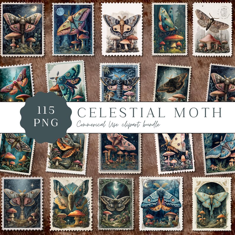 Watercolor Moth PNG Bundle | Celestial Moth PNG | Moth Graphics ...