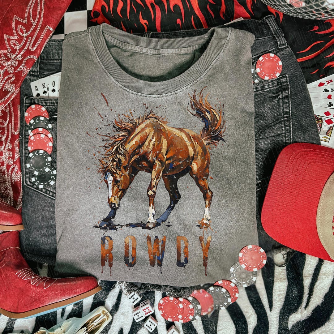 Distressed Brushstroke Rowdy Bucking Horse PNG | Cowboy Graphics ...