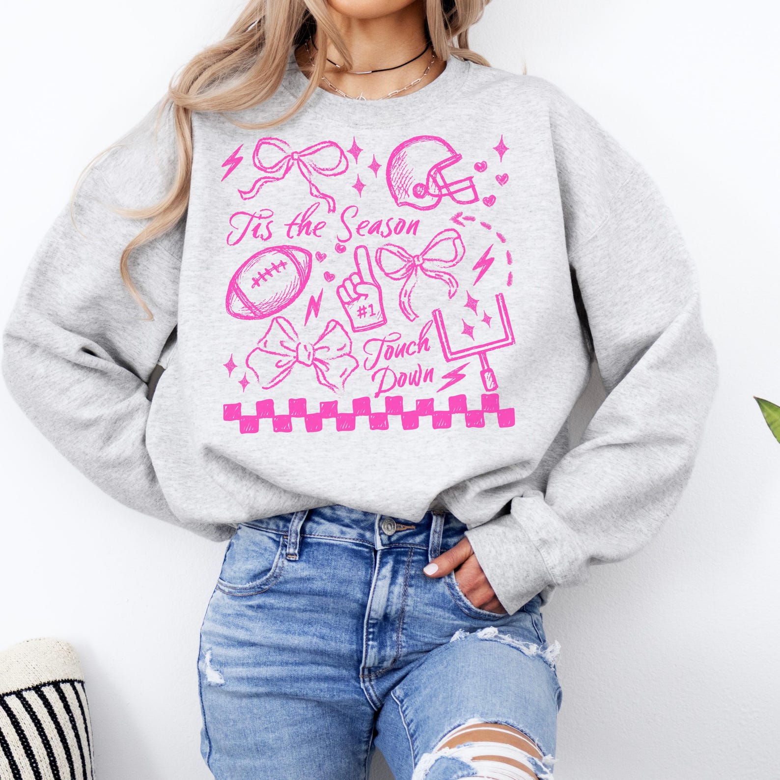 Pink Touch Down PNG | Coquette Football PNG | Tis the Season Bow ...