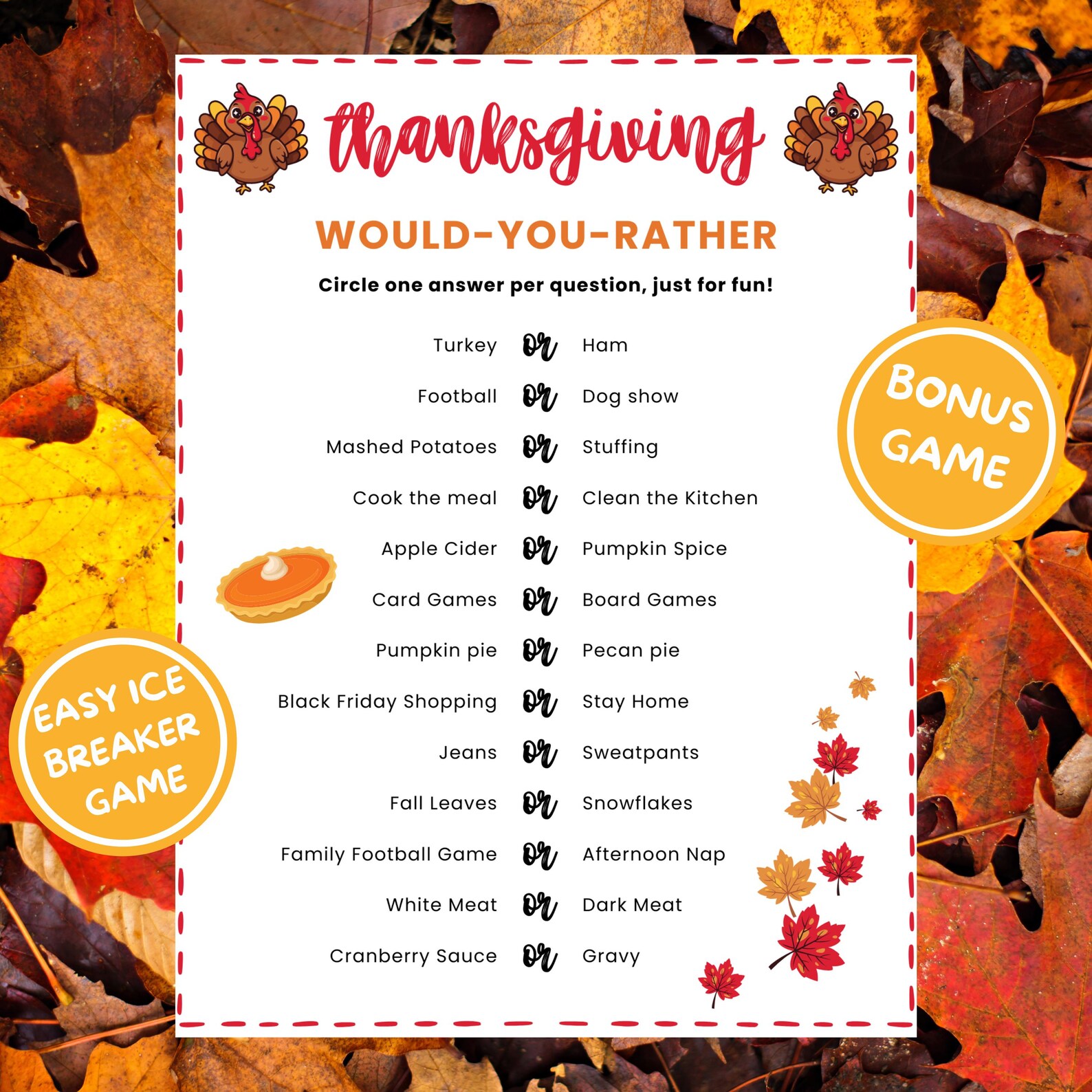 Thanksgiving Trivia Printable Game | Friendsgiving Game | Trivia ...