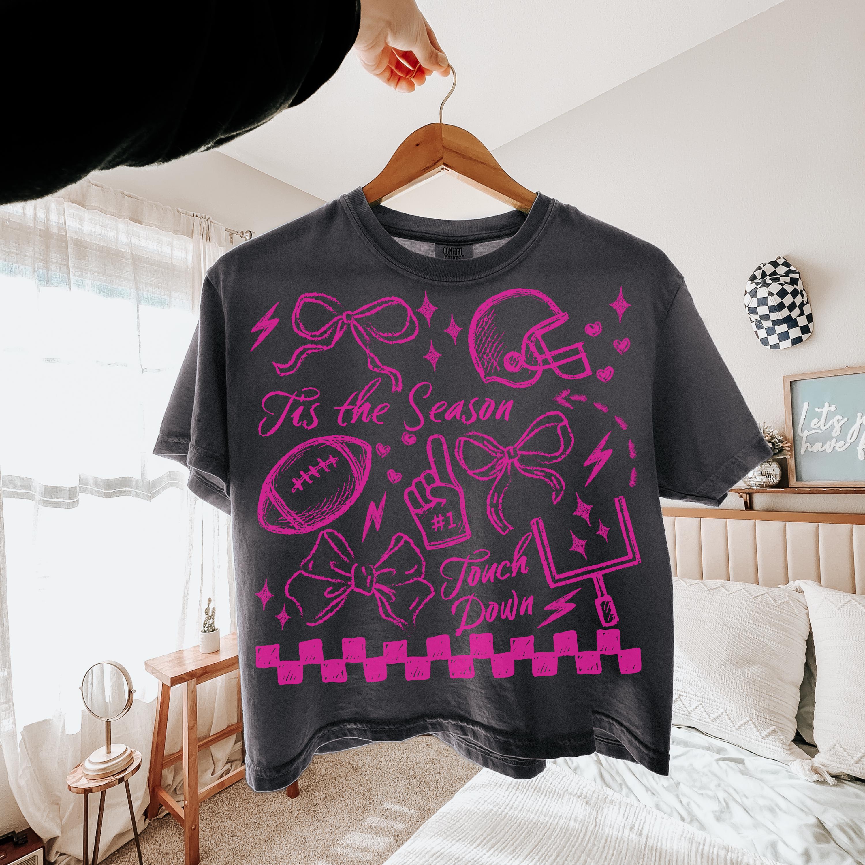 Pink Touch Down PNG | Coquette Football PNG | Tis the Season Bow ...