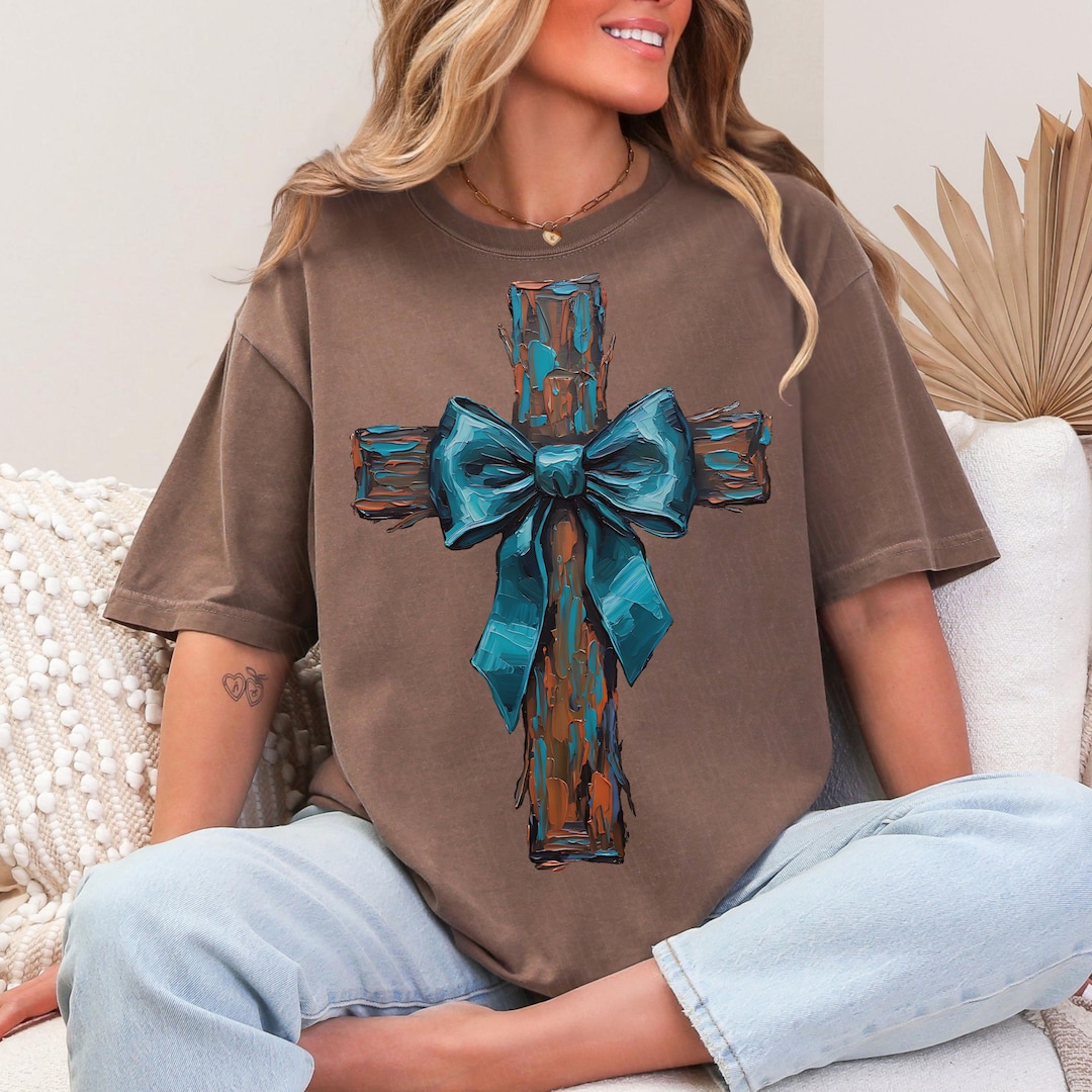 Brushstroke Coquette Cross PNG | Church Shirt PNG | Preppy Easter PNG ...