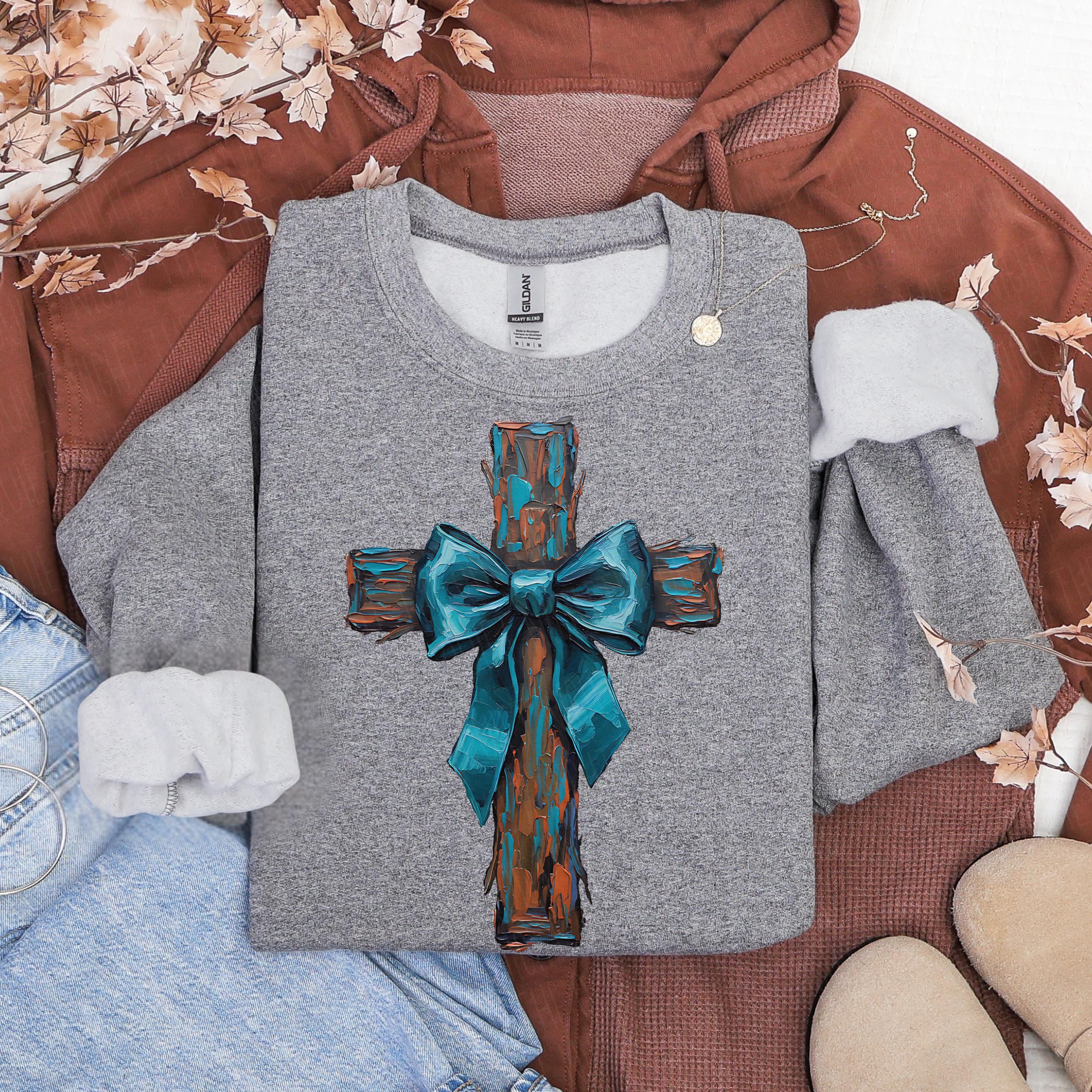 Brushstroke Coquette Cross PNG | Church Shirt PNG | Preppy Easter PNG ...
