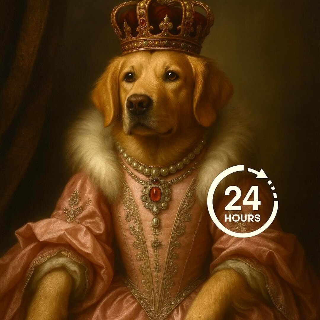 Custom Royal Pet Portrait • Baroque Style Digital Art + Canvas Print ...
