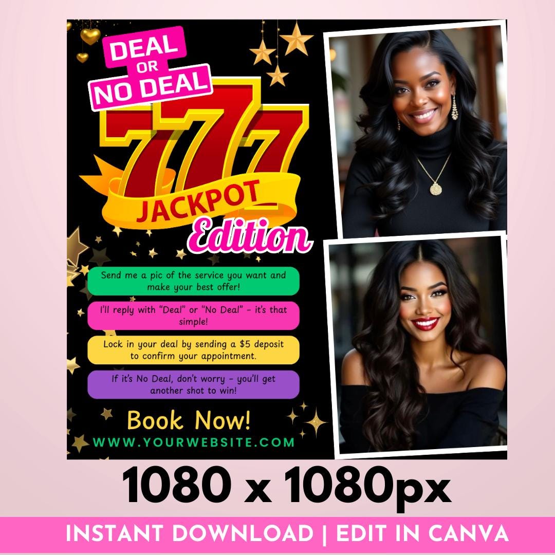 Deal or No Deal Flyer, Editable Booking Flyer, Jackpot Flyer, Hair ...