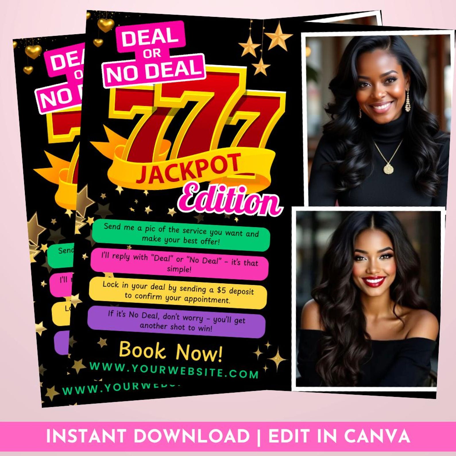 Deal or No Deal Flyer, Editable Booking Flyer, Jackpot Flyer, Hair ...