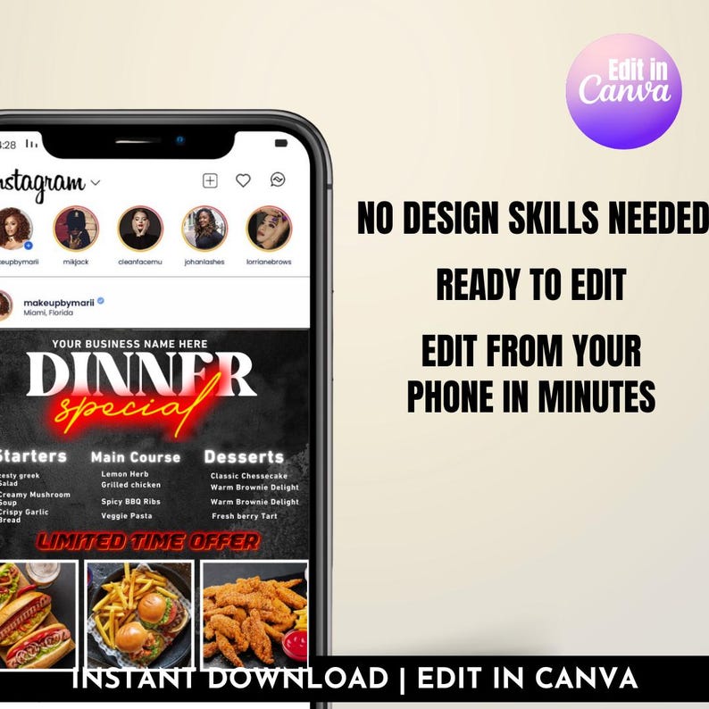 Dinner Special Flyer, DIY Canva Template, Food Truck Flyer, Restaurant ...