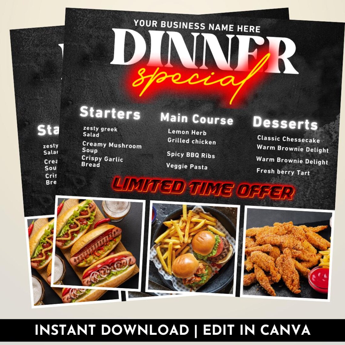 Dinner Special Flyer, DIY Canva Template, Food Truck Flyer, Restaurant ...