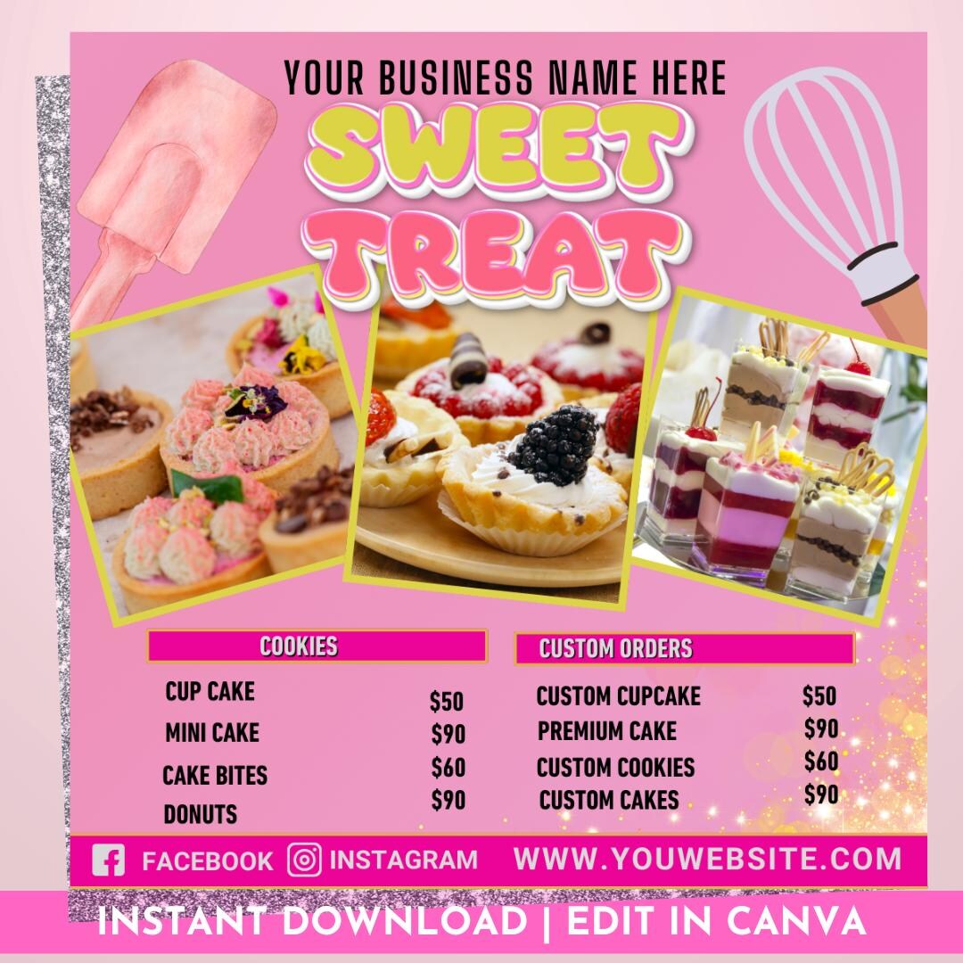 Sweet Treat Flyer, DIY Canva Template, Bake Sale, Food Truck Flyer ...