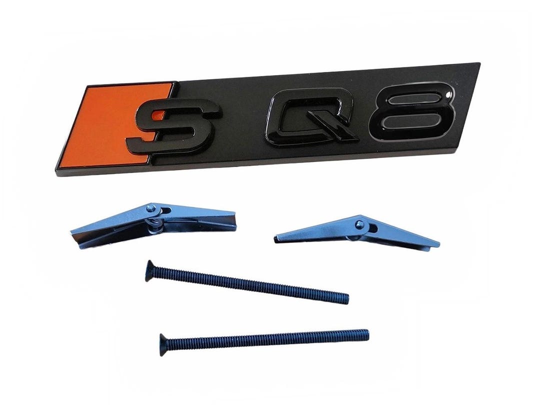 Gloss Orange & Black Audi SQ8 Grille Emblem Custom Front Badge Logo ...