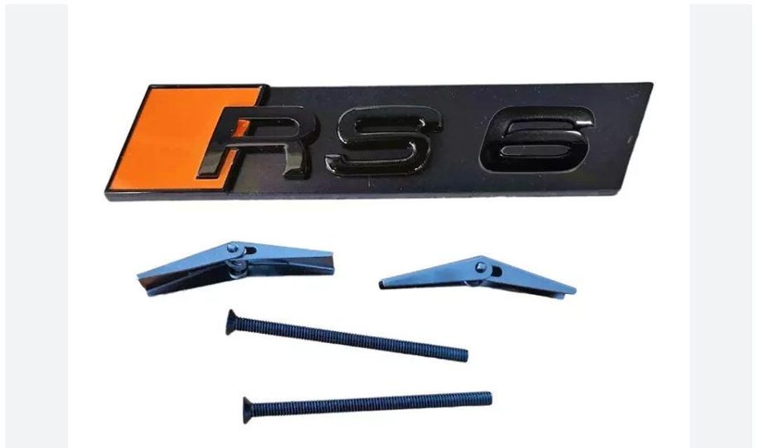 Gloss Orange and Black Audi RS6 Grille Emblem Badge | Custom RS6 Front ...