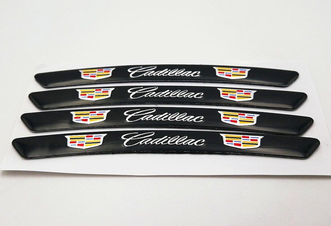 Set of 4 Metal 90mm Black Wheel Rim Decals Stickers for Cadillac – Car ...