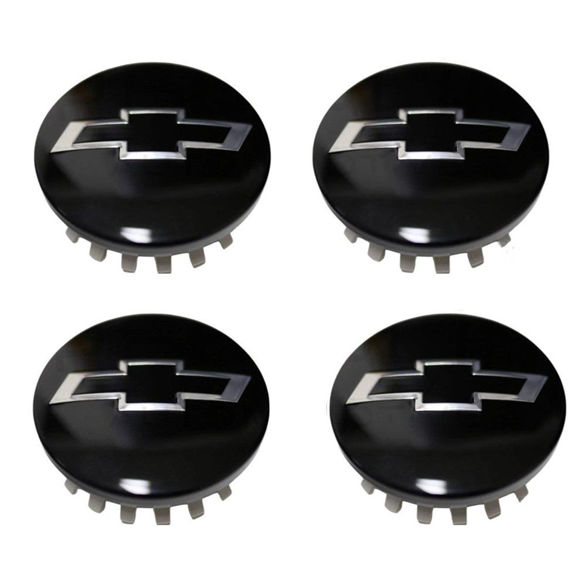 Set of 4 Glossy Black 83mm Aluminum Wheel Center Caps With Black Grid ...