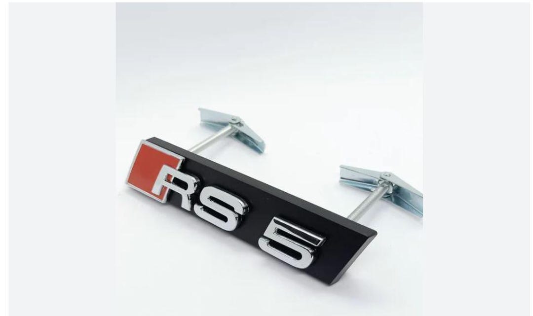 Chrome Audi RS5 Grille Emblem Badge | Shiny Silver RS5 Front Grill Logo ...