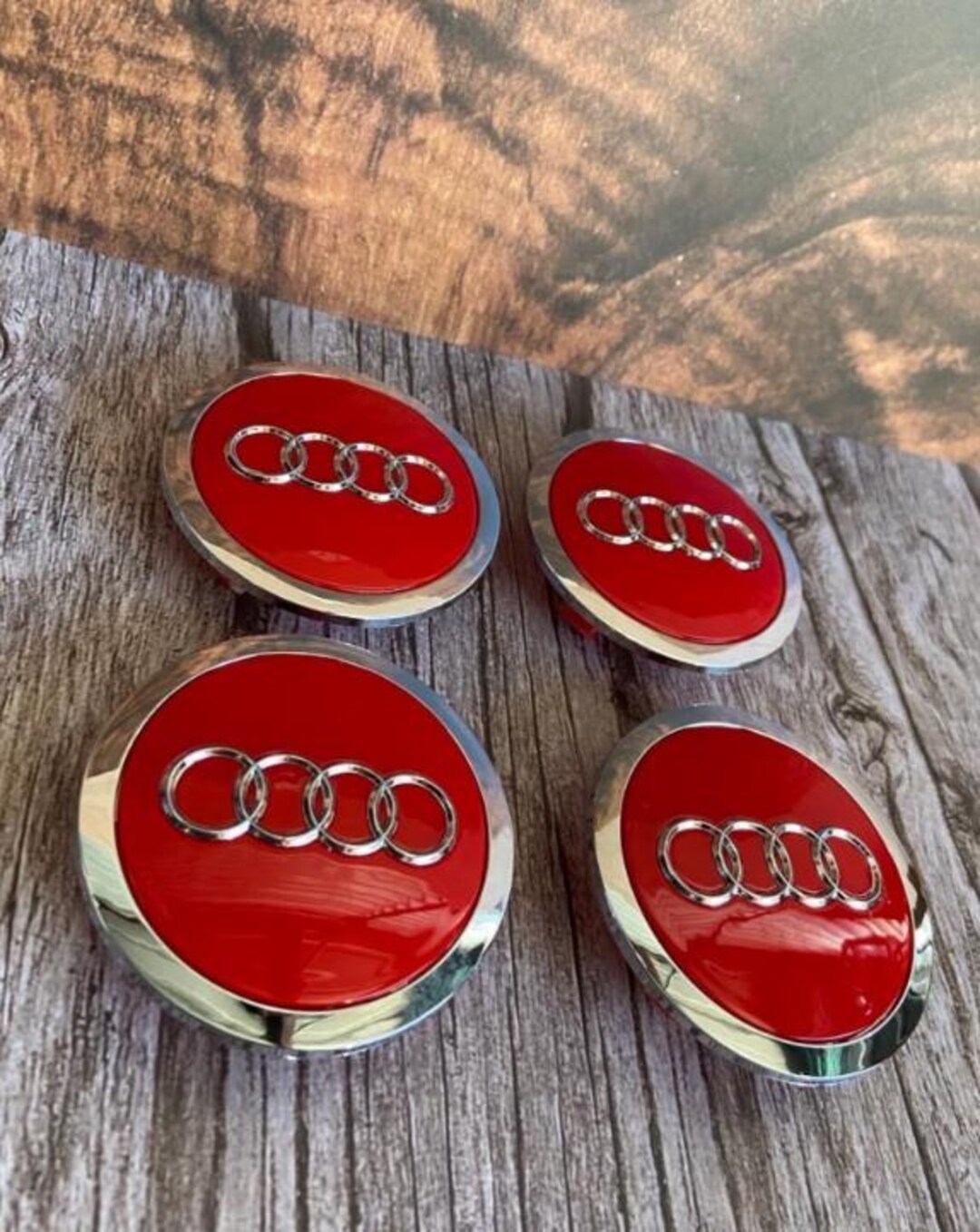 Set of 4 Red 69mm Wheel Center Caps for Audi – Fits 4B0601170A Hub ...