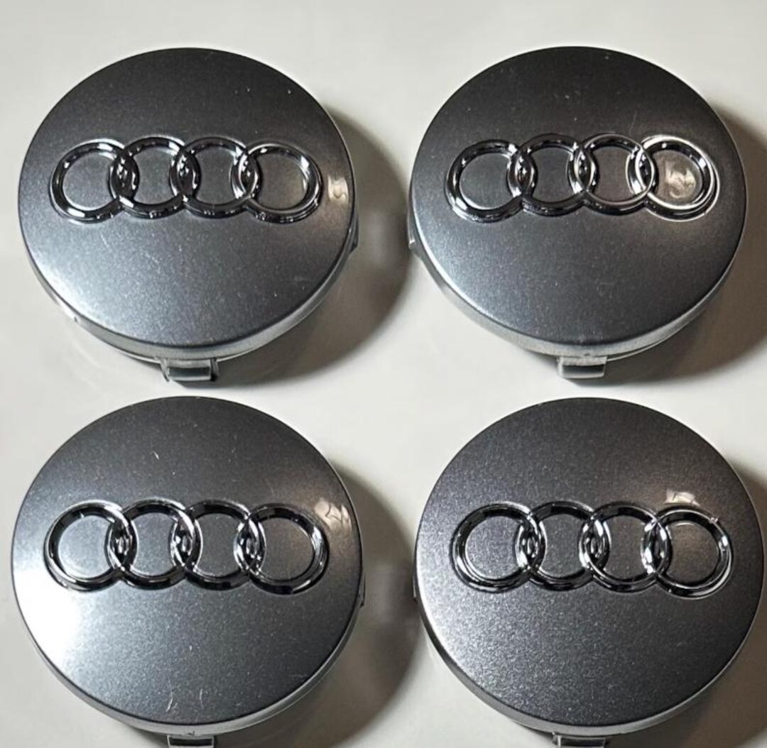 Set of 4 Gray 60mm Wheel Center Caps for Audi – Fits 4B0601170 Emblem ...