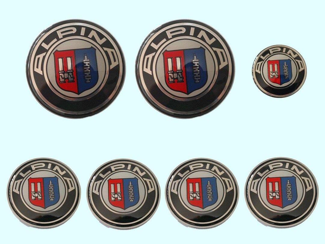 Set of 7 BMW Alpina Emblems – 82mm Front, 82mm Rear, 45mm Steering ...