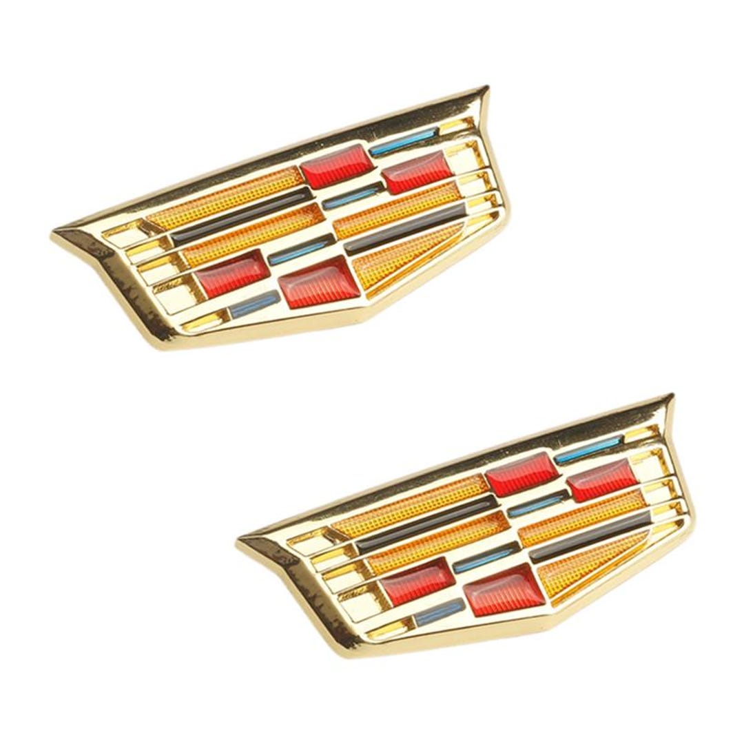 Pair of 2 Golden 9cm Fender Side Emblems for Cadillac - Premium Car ...