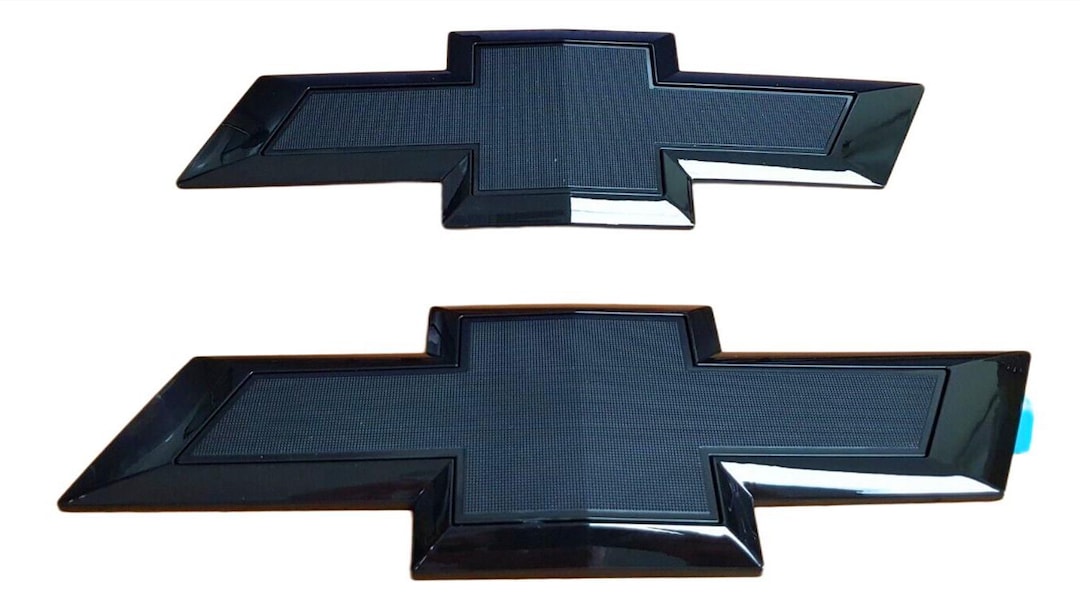 All Black Front & Rear Bowtie Emblems for Chevy Silverado 1500 2016 ...