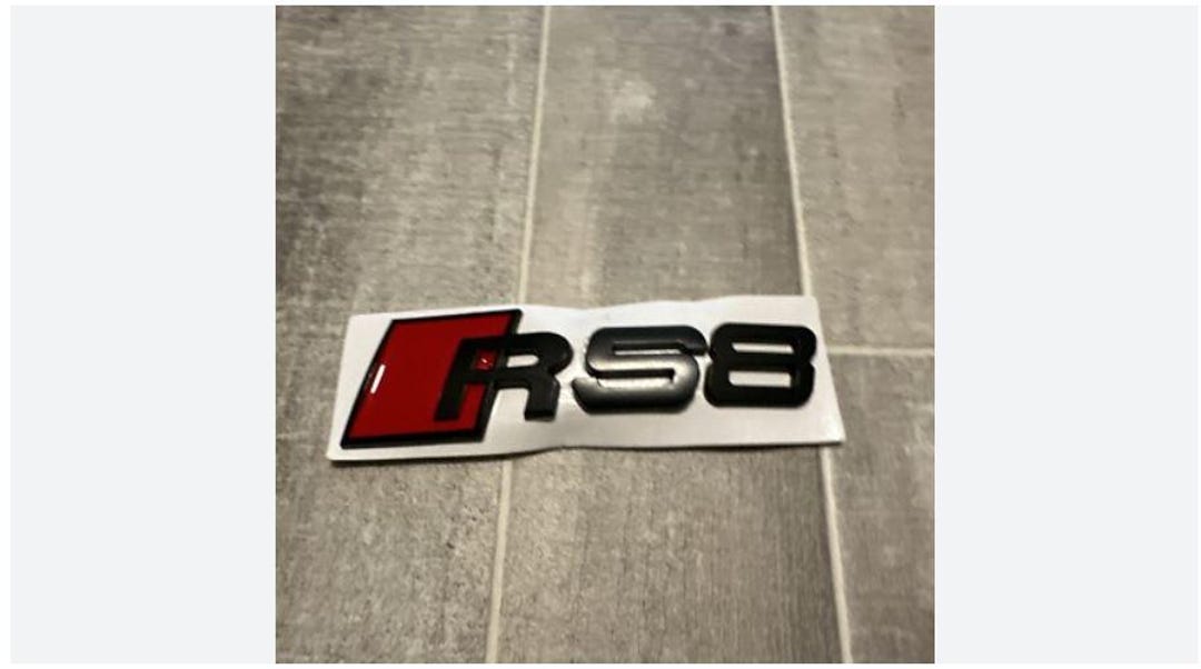 Gloss Black 3D RS8 Rear Trunk Emblem Badge – Custom Audi RS 8 Logo ...