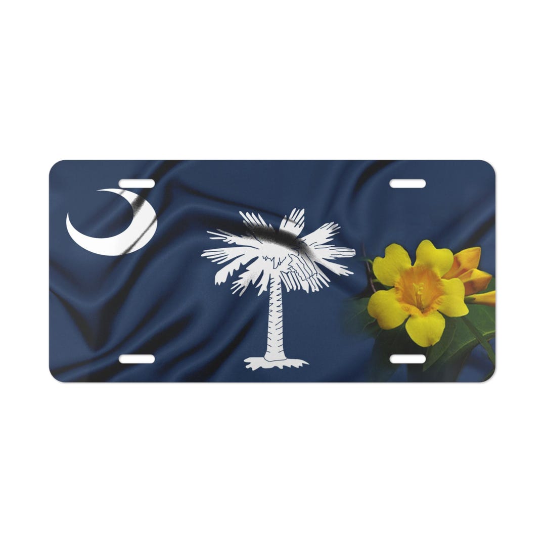 SC State Flag W/ State Flower-personalized Vanity Plate, Custom Flag ...