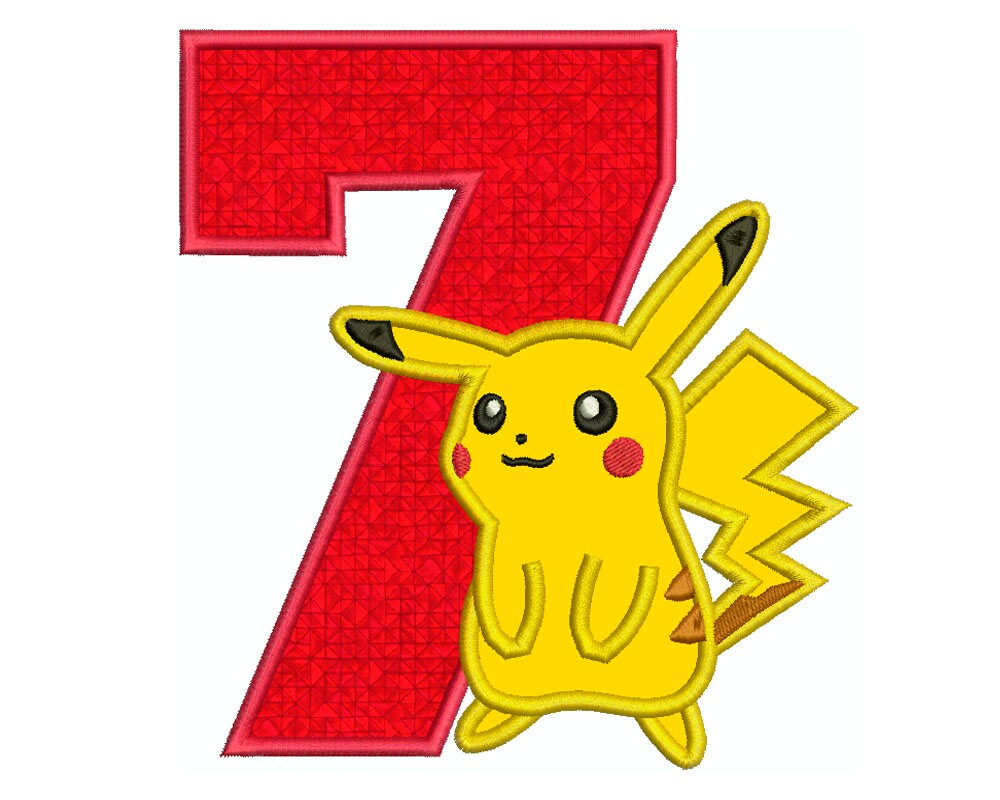 PIKACHU número 7 máquina bordado de Applique descarga