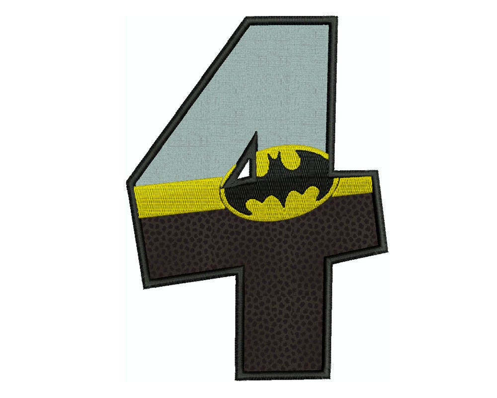 BATMAN NUMBER 4 Machine Applique Embroidery Instant | Etsy