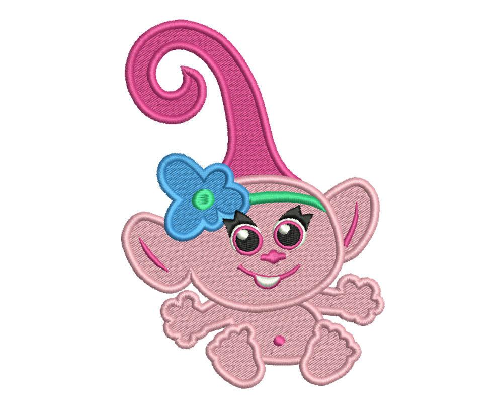 Trolls BABY POPPY Machine Filled Embroidery Instant | Etsy
