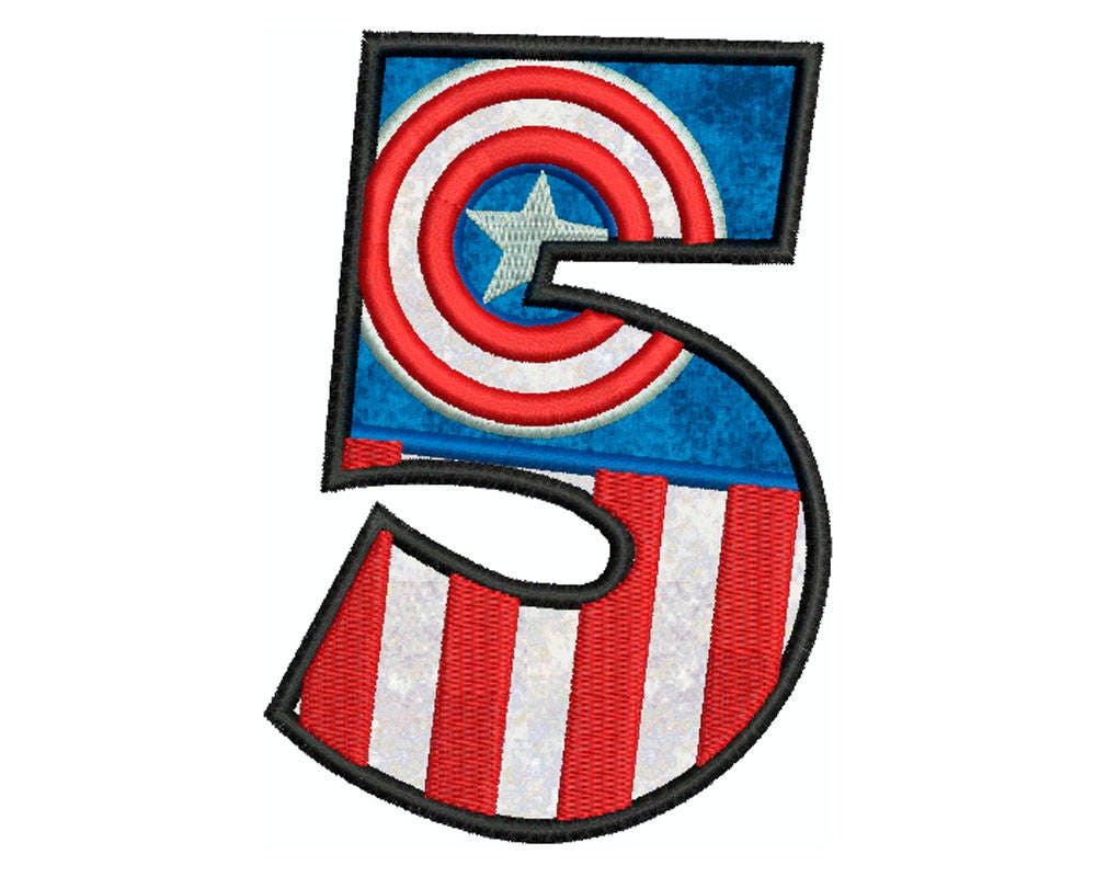 CAPTAIN AMERICA Number 5 Machine Applique Embroidery | Etsy