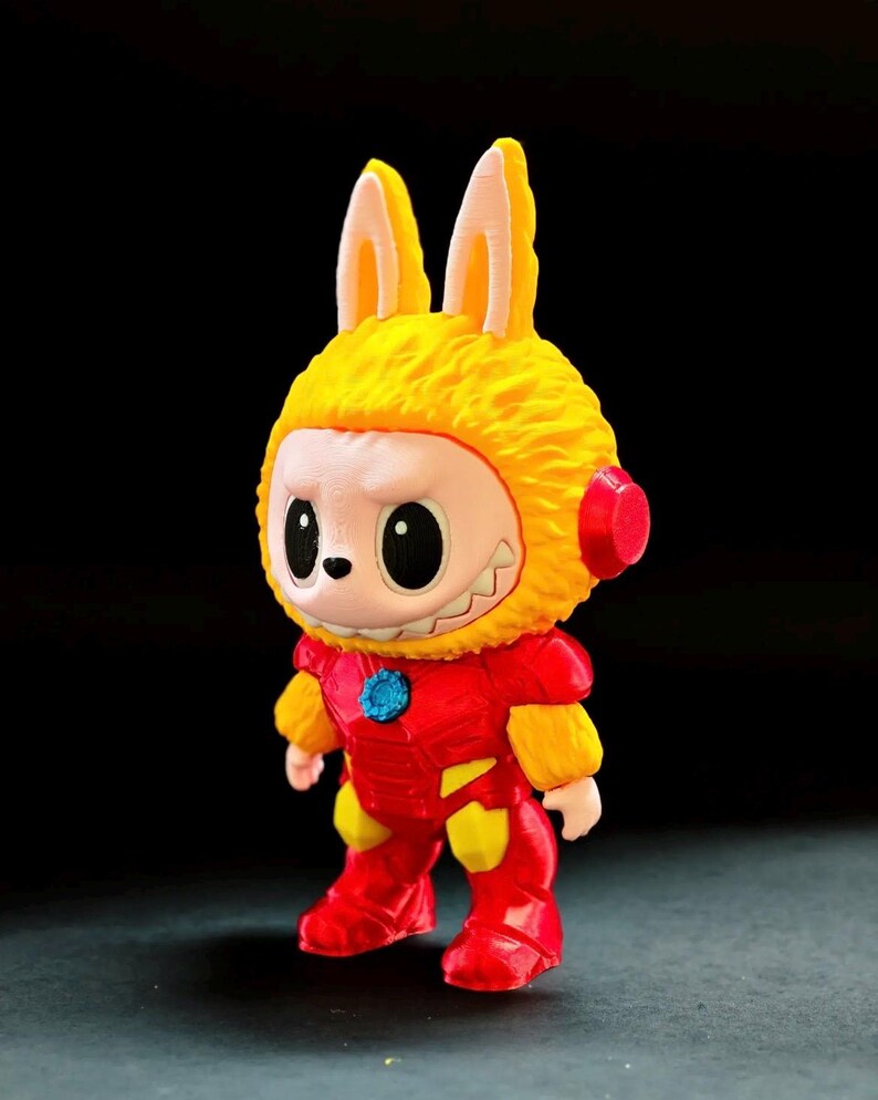 3D Printed Labubu X Iron Hero Figure - Superhero Art Toy - Custom ...