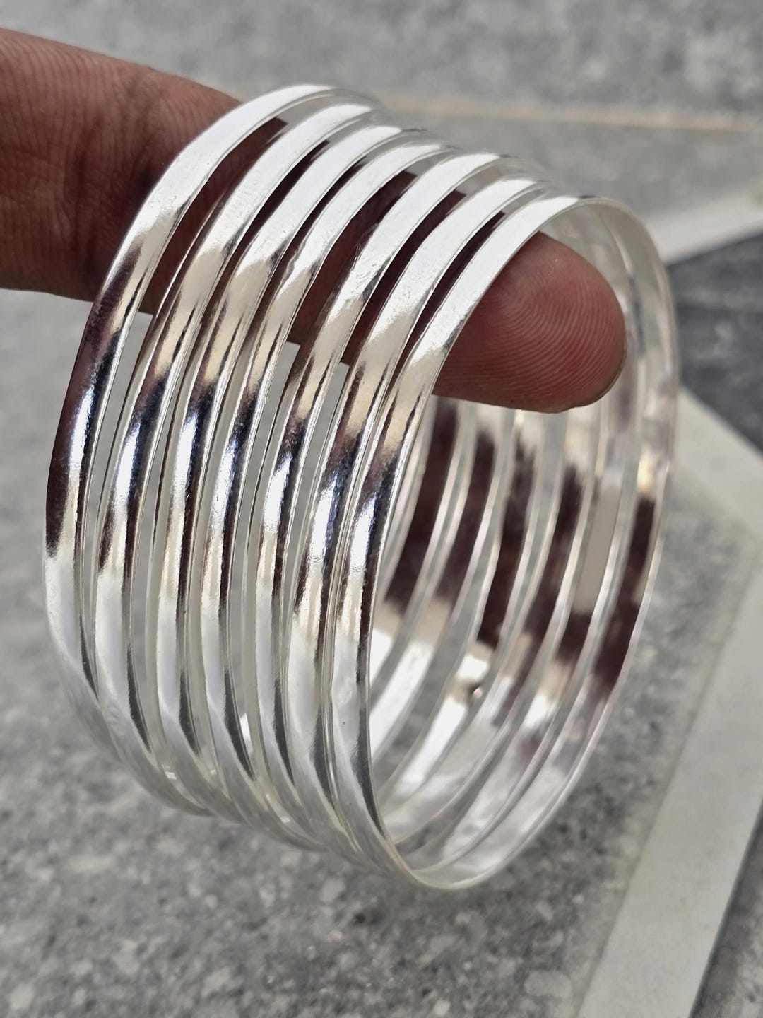 Amazing 7 Set of Beautiful Bangles 925 Sterling Silver Bangles Stacking ...