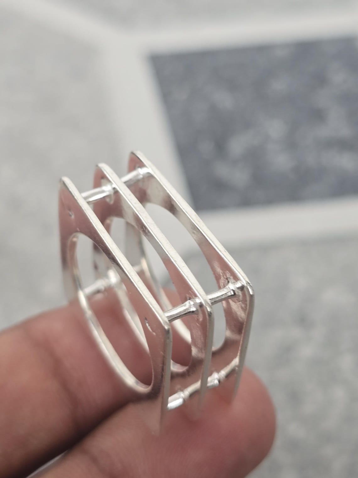 Handcrafted Square Rings (3) Set of Band Ring 925 Sterling Silver Rings ...