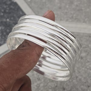 Amazing 7 Set of Beautiful Bangles 925 Sterling Silver Bangles Stacking Bangle Gorgeous Bangles ...