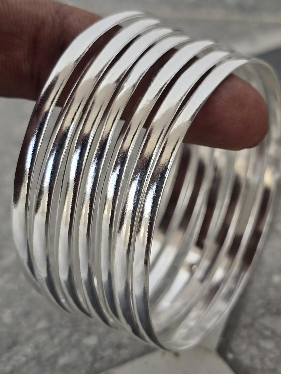 Amazing 7 Set of Beautiful Bangles 925 Sterling Silver Bangles Stacking ...