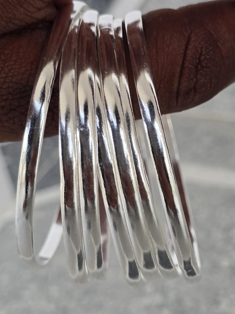 Amazing 7 Set of Beautiful Bangles 925 Sterling Silver Bangles Stacking Bangle Gorgeous Bangles ...