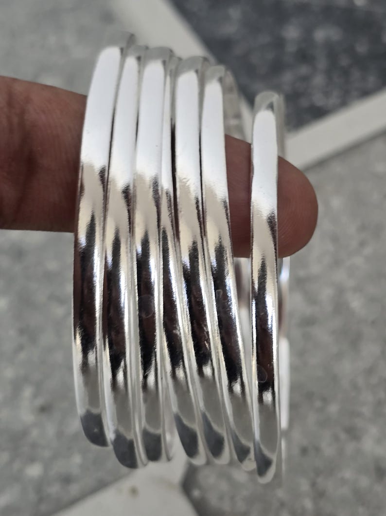Amazing 7 Set of Beautiful Bangles 925 Sterling Silver Bangles Stacking Bangle Gorgeous Bangles ...
