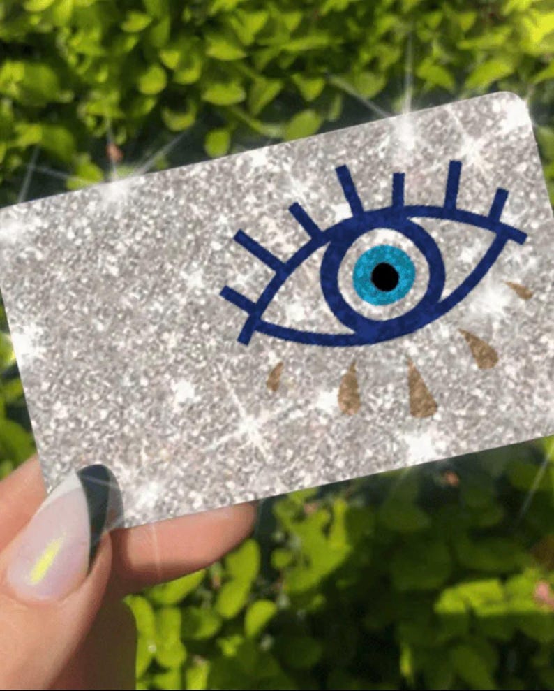 Evil Eye Card Skin, Glitter Sticker, Reflective Credit Debit Cover - Etsy
