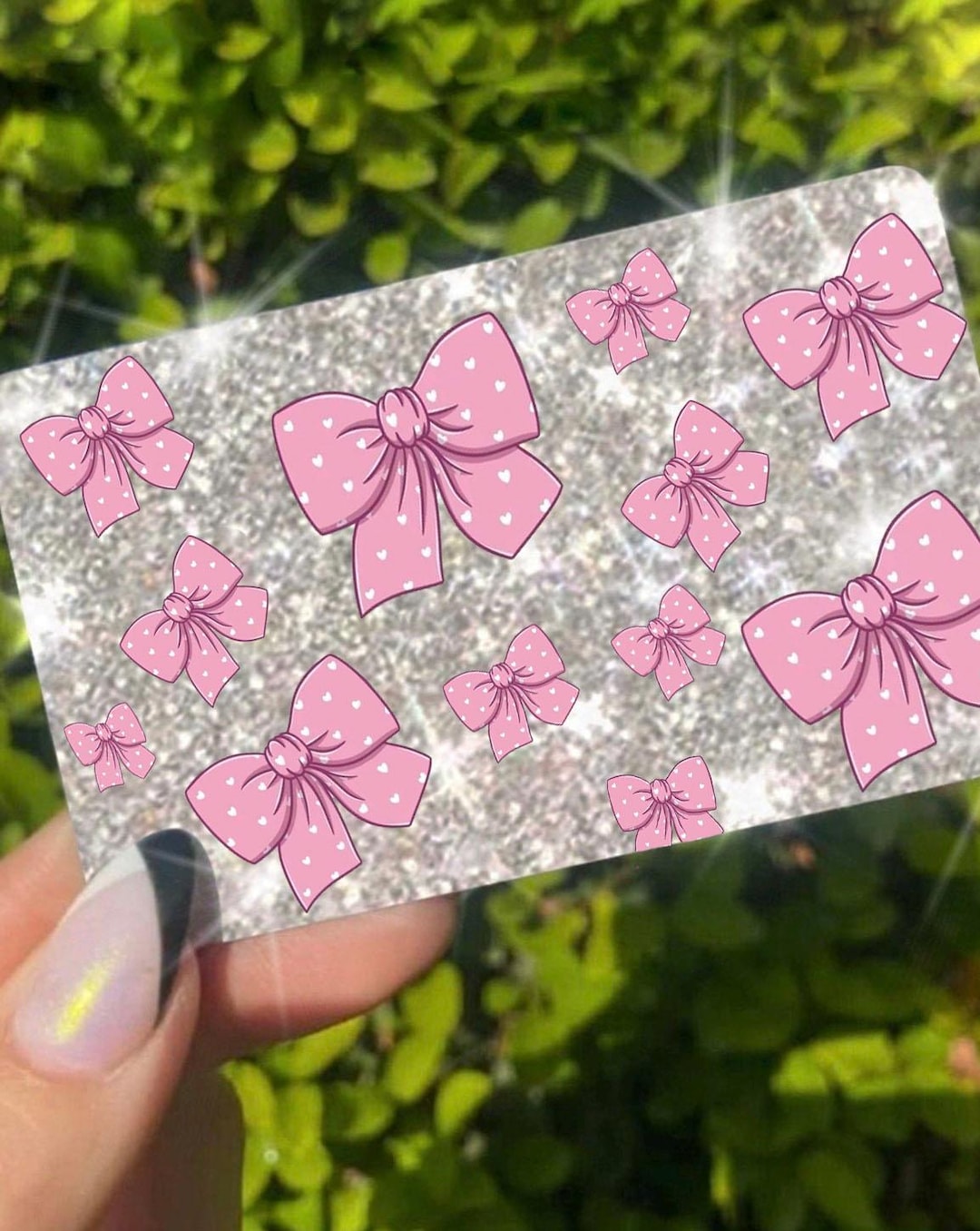 Ultra Bling Pink Bow Debit Card Skin, Reflective Tap Design - Etsy