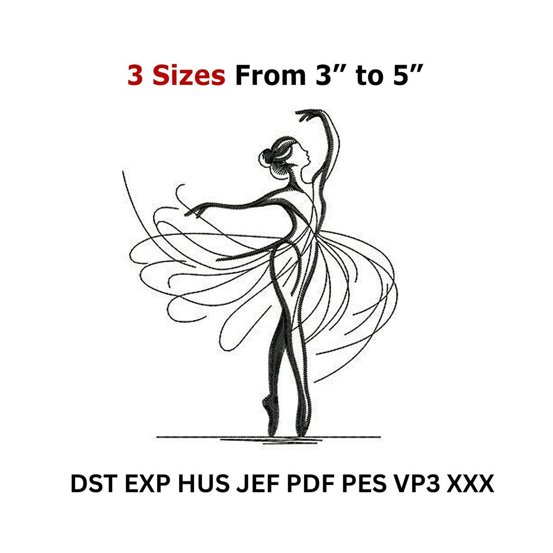 Elegant Ballerina Embroidery Design, Dance Machine Embroidery File ...