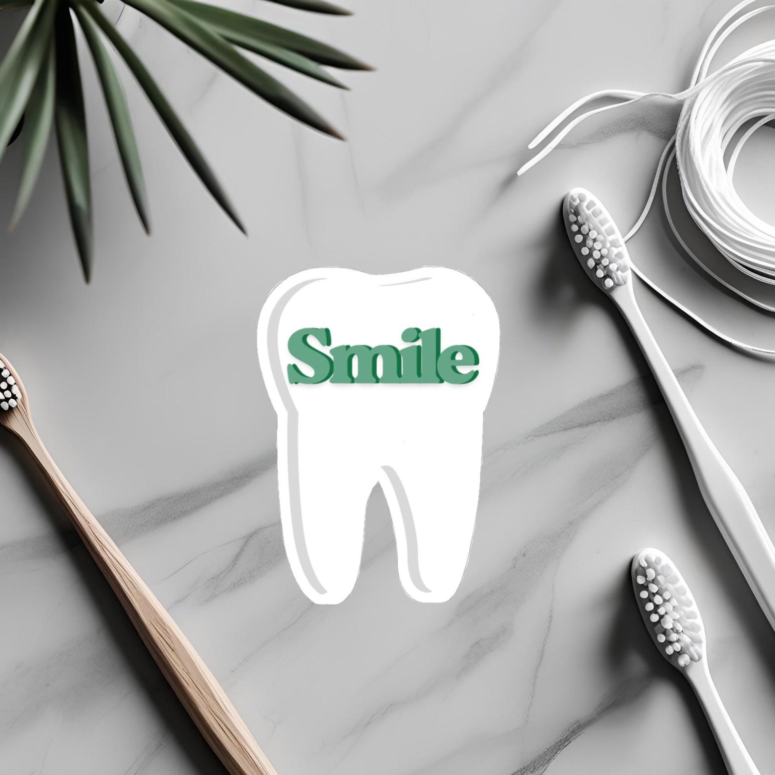 Tooth Outline Smile Green Kiss-cut Stickers, Dental Office Decor ...