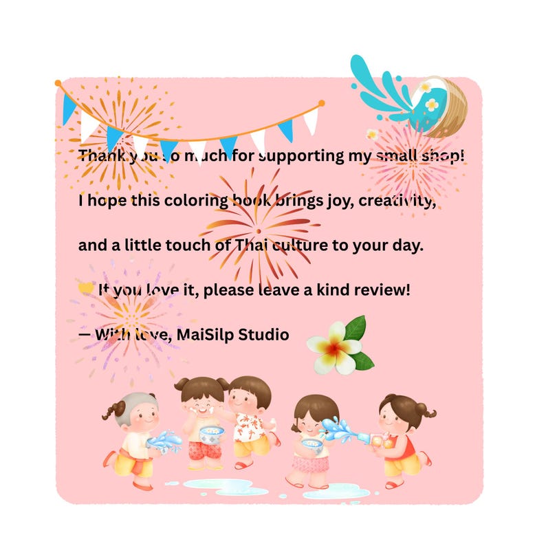 Songkran Coloring Book | Thai New Year Festival | Digital Download ...