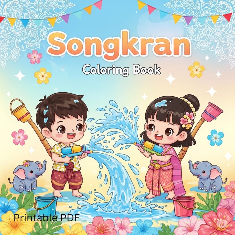 Songkran Coloring Book | Thai New Year Festival | Digital Download ...